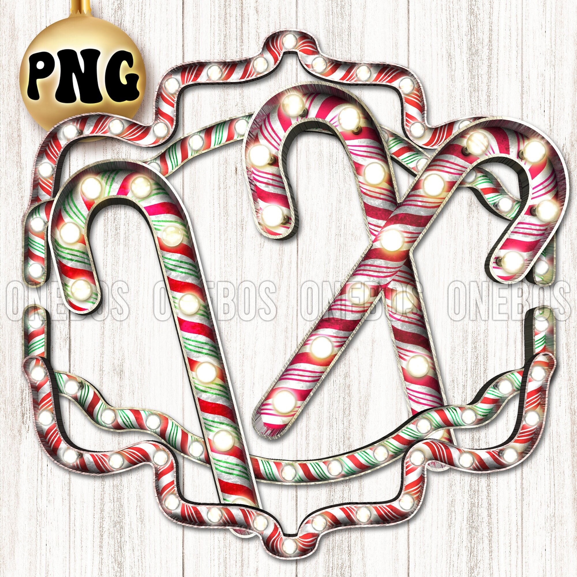 Candy Cane Elements PNG Marquee Frame Shapes and Candy - Etsy