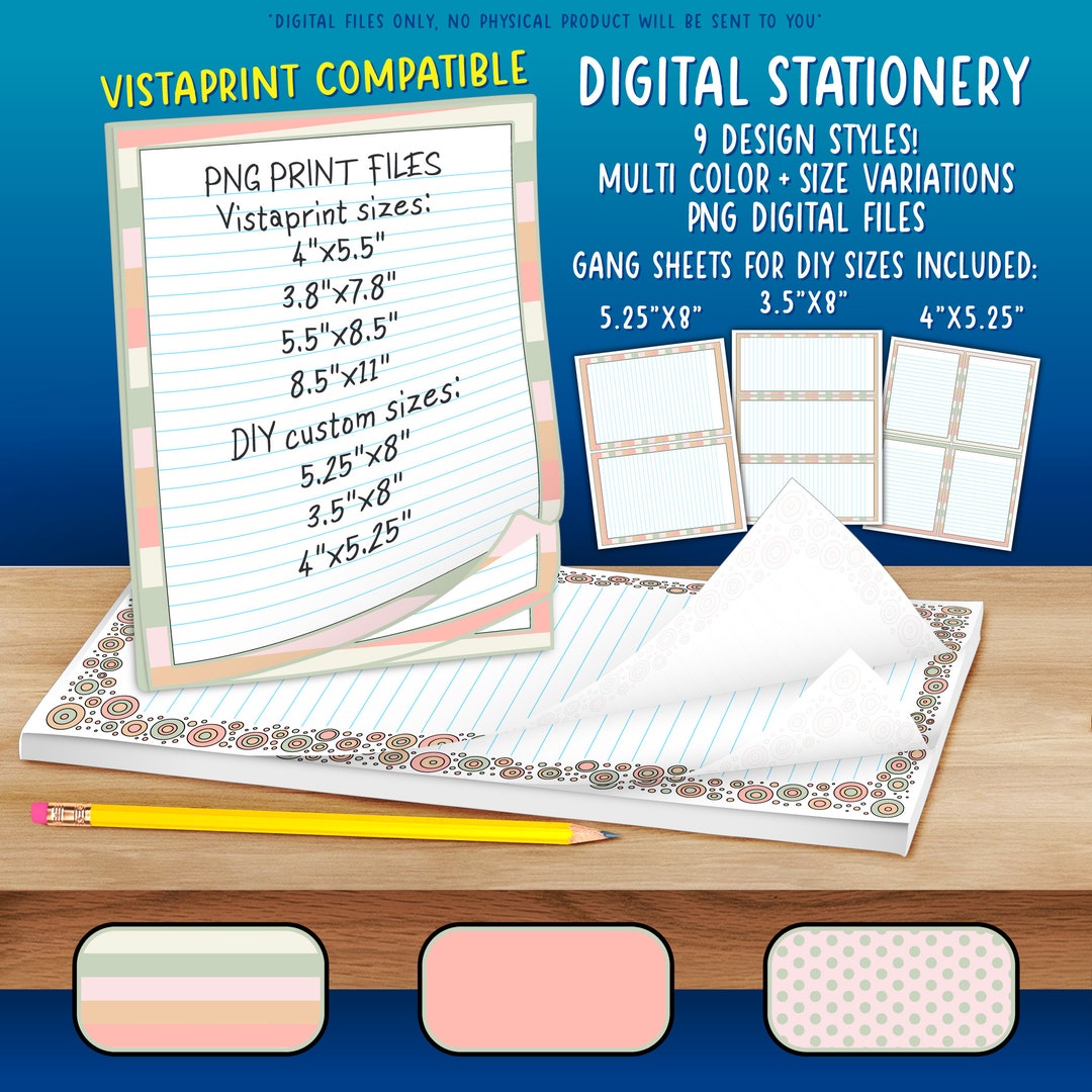 Stationery Pack | Printable & Vistaprint Compatible | Stripes, Polka ...