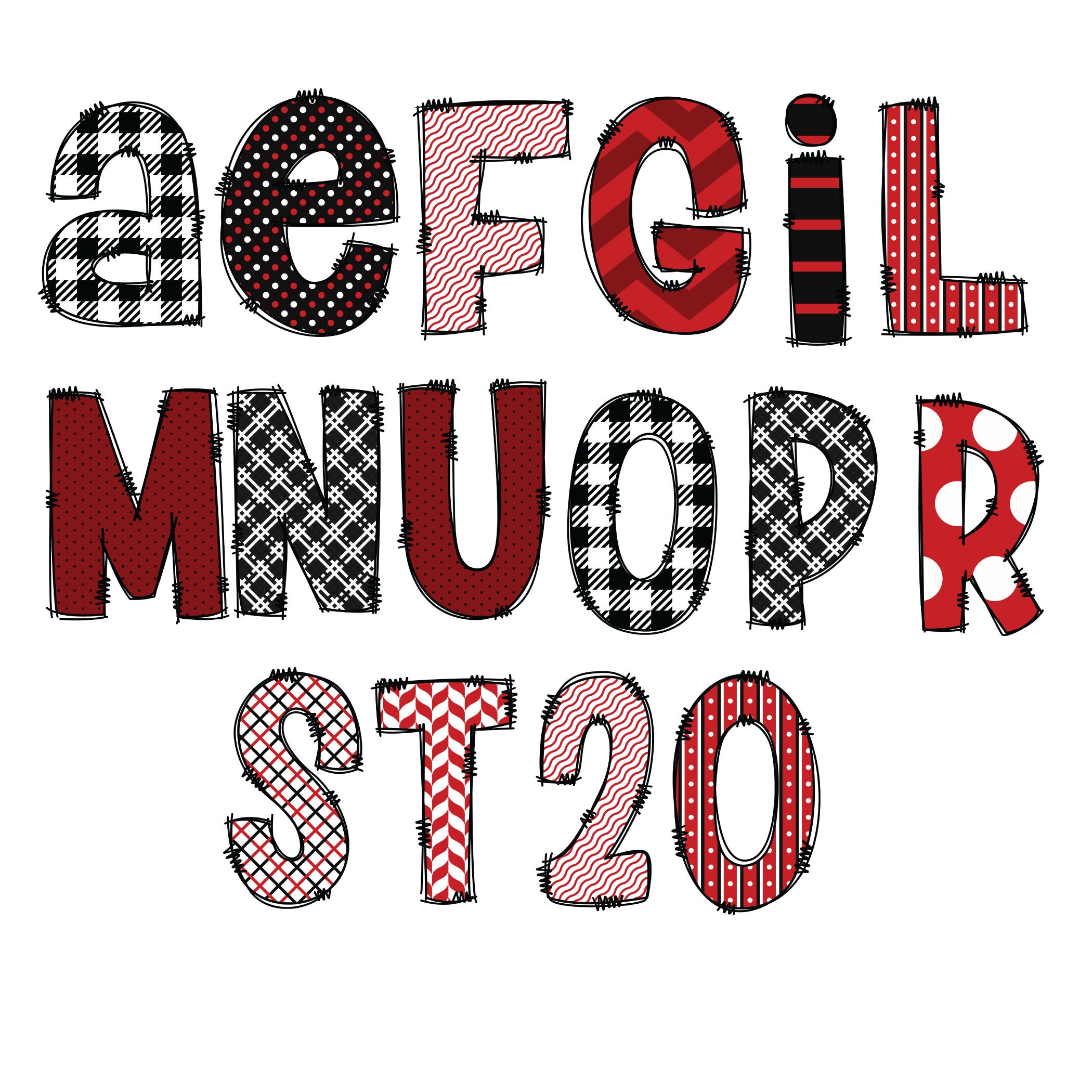 Digital Download | Doodle Red Black White Pattern Fill | PNG Clipart ...