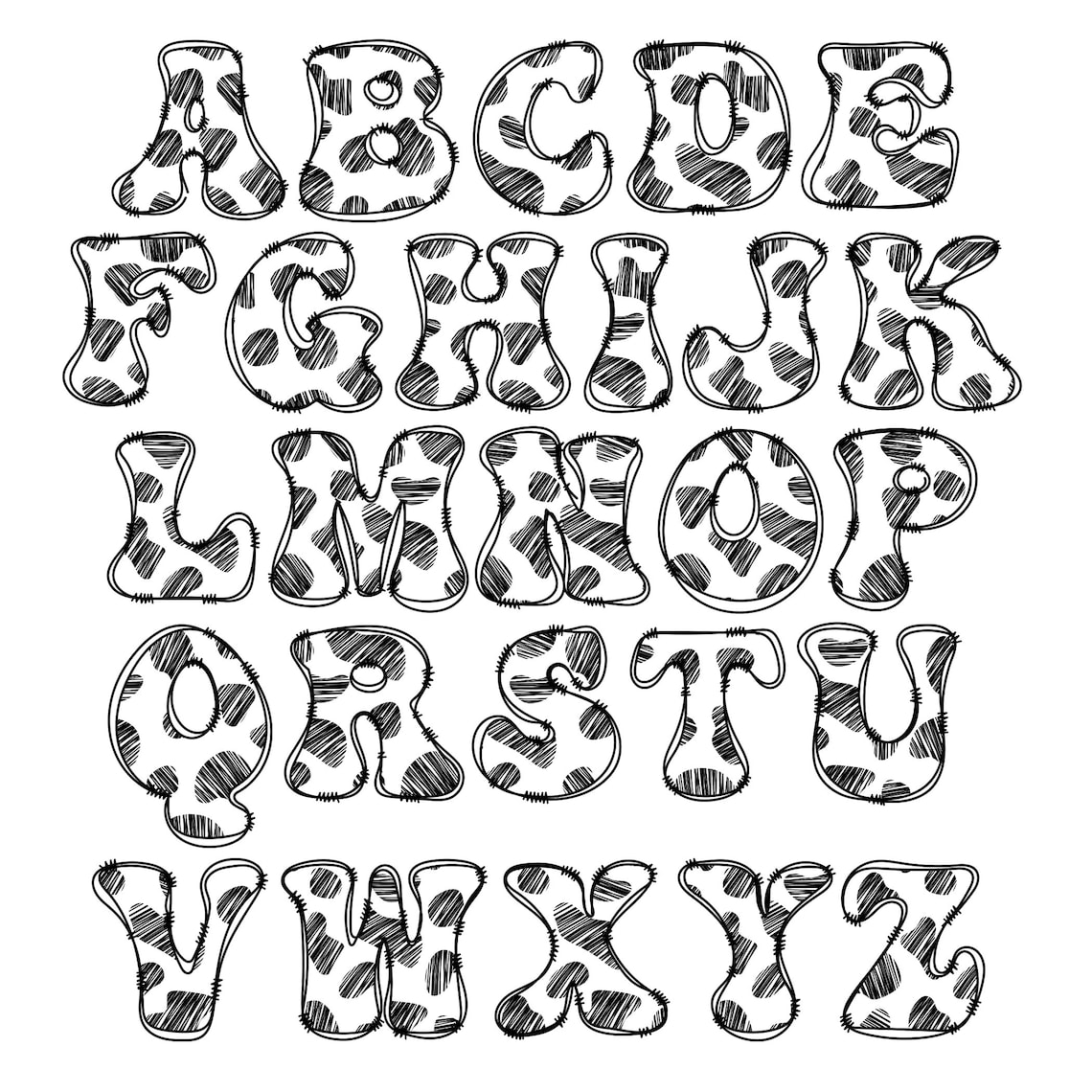 Digital Download Doodle Retro AG Cowprint Vintage Hand - Etsy