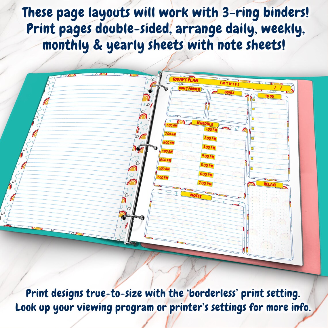 Calendar Pack - Editable Daily | Weekly | Monthly | Yearly | Rainbows ...