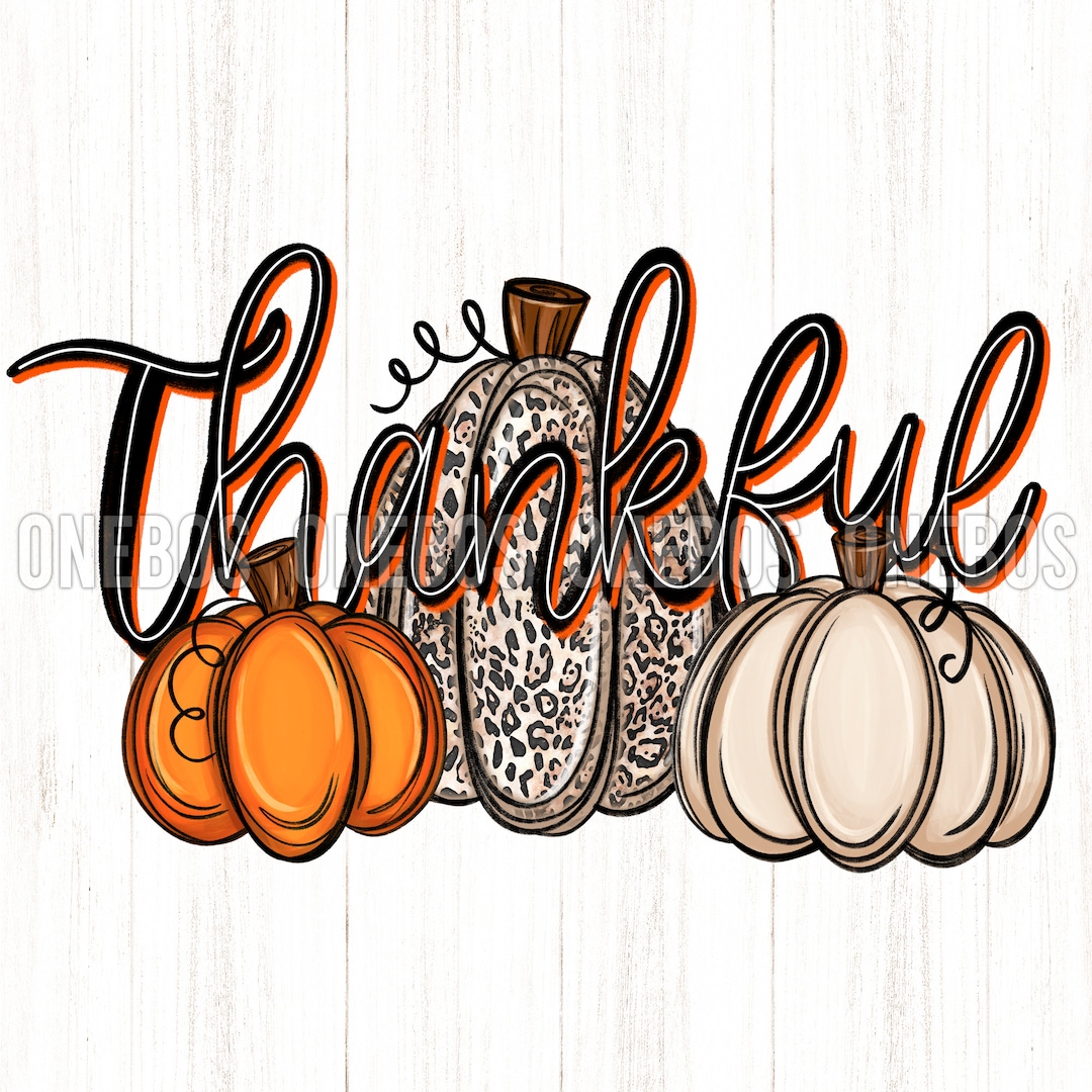 Thankful Pumpkins PNG, Clipart for Fall, Thanksgiving, Hand Drawn Line ...