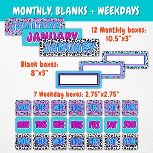 Wall Calendar Pocket Chart, Purple & Teal Leopard Print and Abstract ...