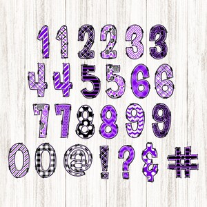 Doodle Alphabet, Double Doodle 2 Sets, Purple Black White Pattern Fill ...