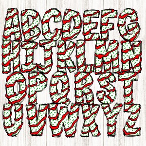 Tree Cake Alphabet PNG Bundle, Set of 3, White Brown Green Doodle ...