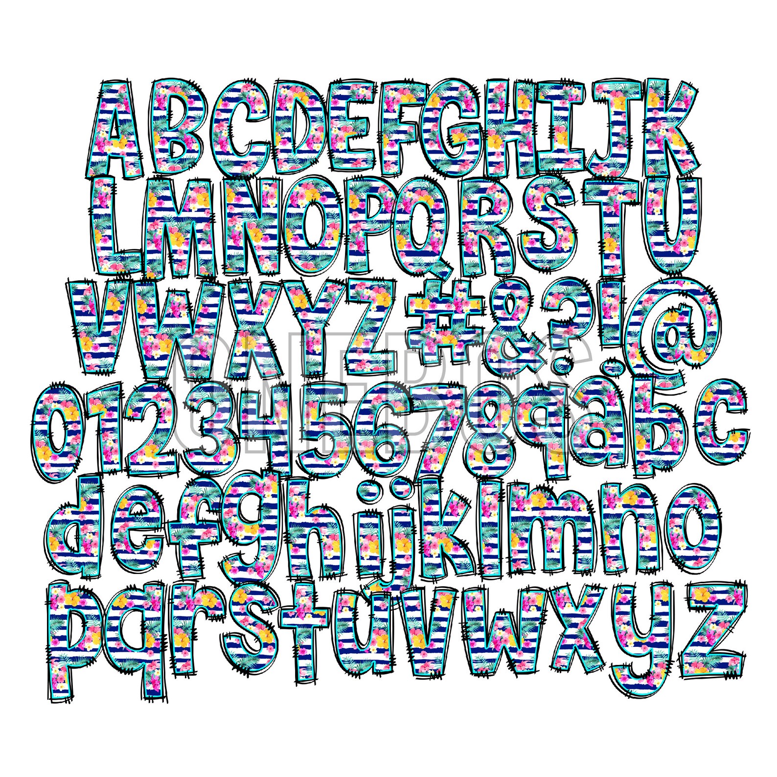 Boho Tropical Alphabet Bundle PNG Sublimation Beach Nautical - Etsy