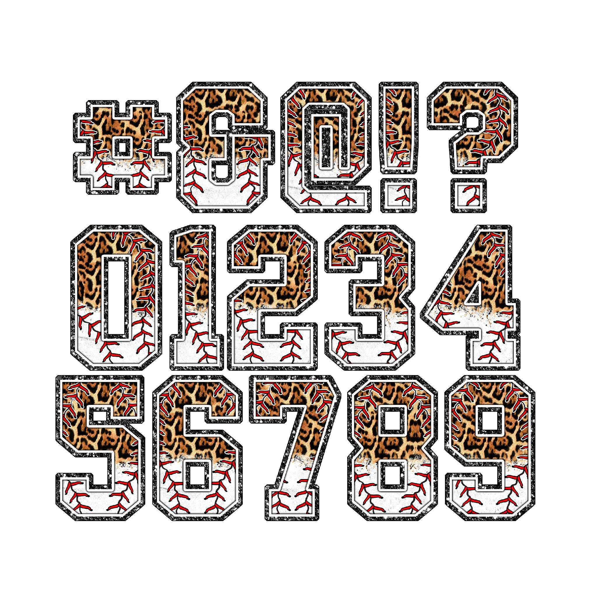 Baseball Letters PNG With Leopard and Ball Stitching - Etsy