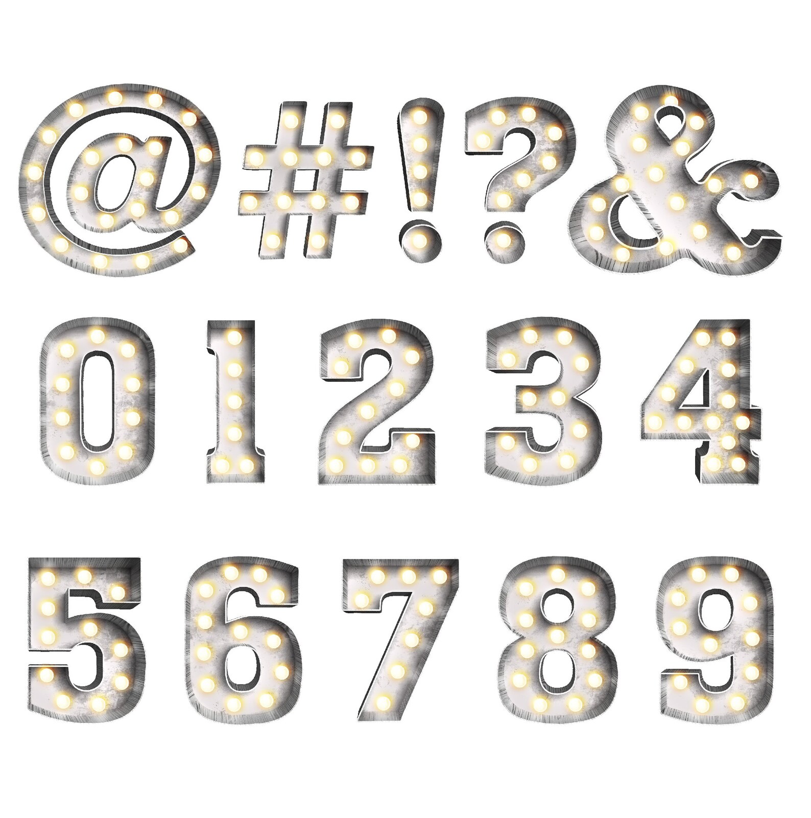 Digital PNG Letters | White Grey Rustic Marquee Letters & Numbers ...