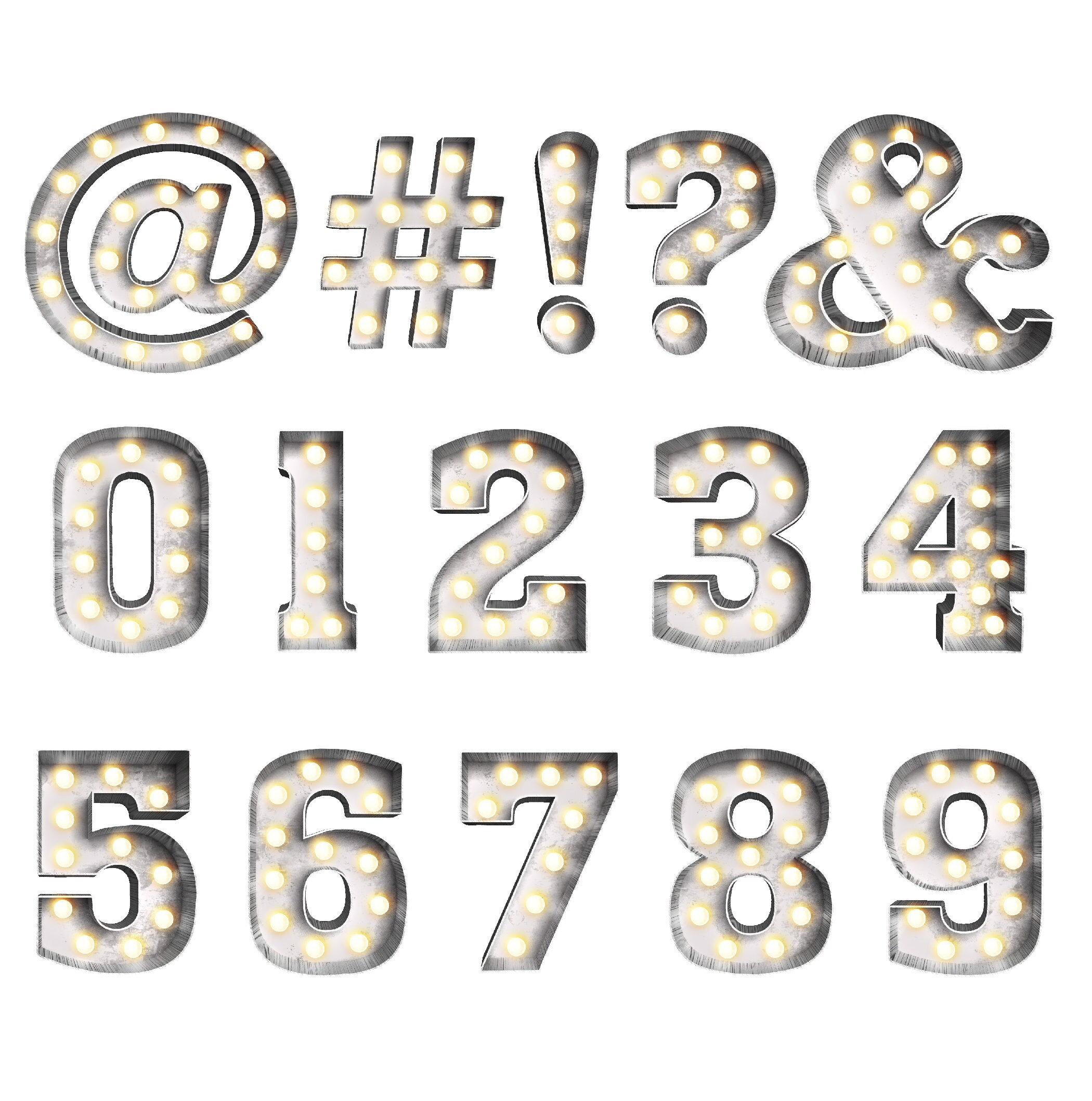 Digital PNG Letters White Grey Rustic Marquee Letters & - Etsy