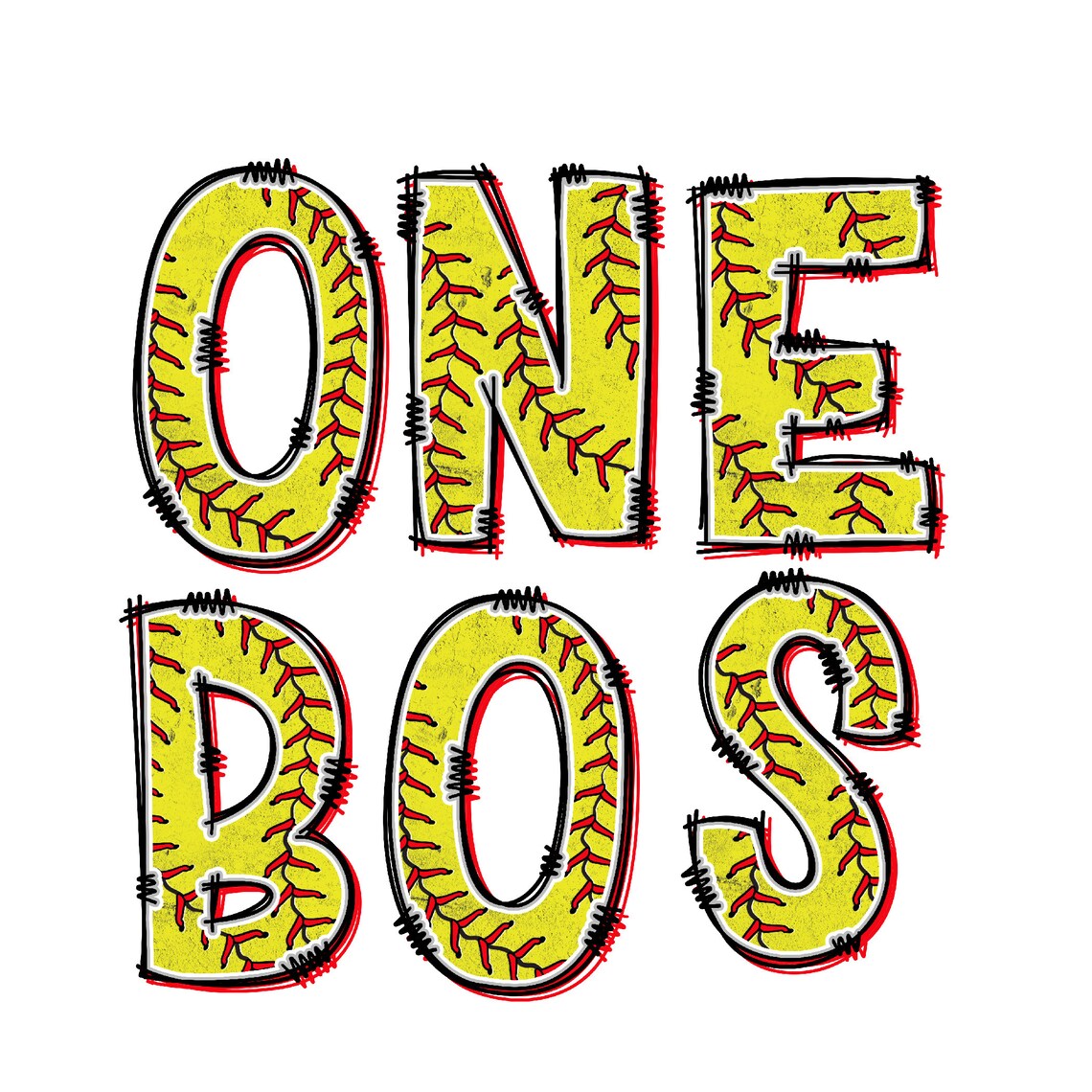 Digital Doodle Softball Letters PNG, Baseball Stitching Pattern Fills ...