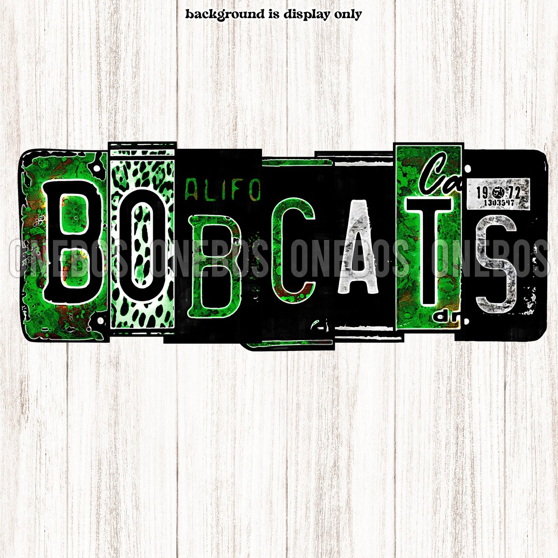 Watercolor License Plate Bobcats PNG, Green, Leopard, Grunge, Black ...