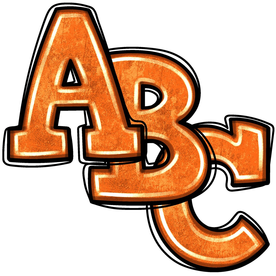 Orange Doodle Alphabet PNG, Digital Download, Casual Hand Drawn Letters ...