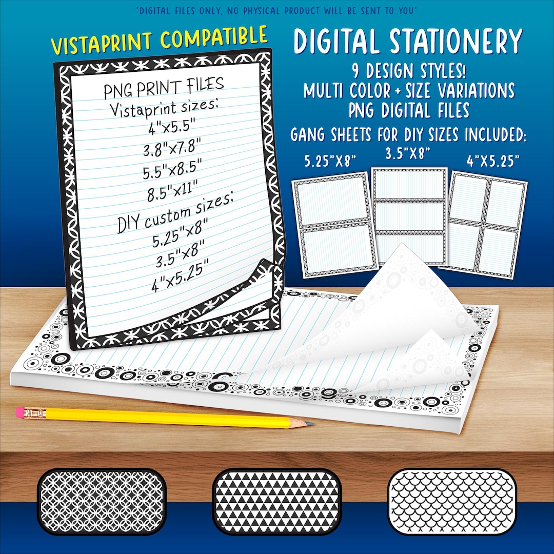 Stationery Pack | Printable & Vistaprint Compatible | Ink Saver ...