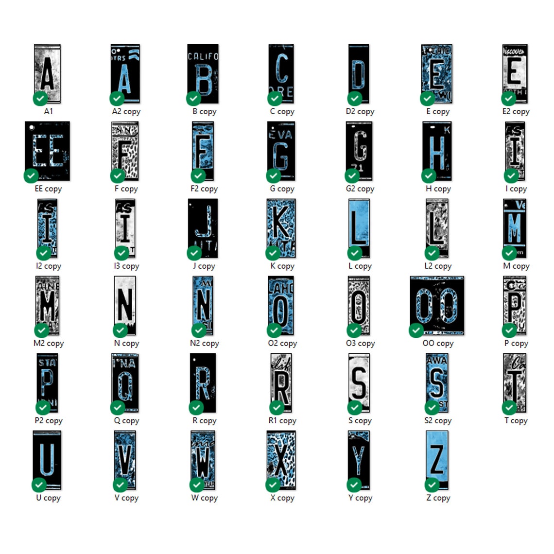 License Plate Alphabet, Mix Match Letters, Light Blue Columbia, Leopard ...