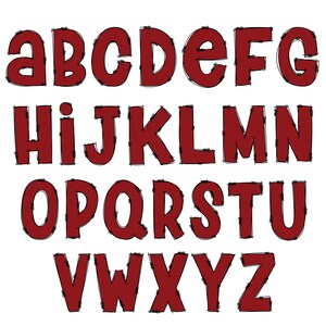 Digital Download | Doodle Maroon Fill | PNG Clipart Bundle Alphabet ...