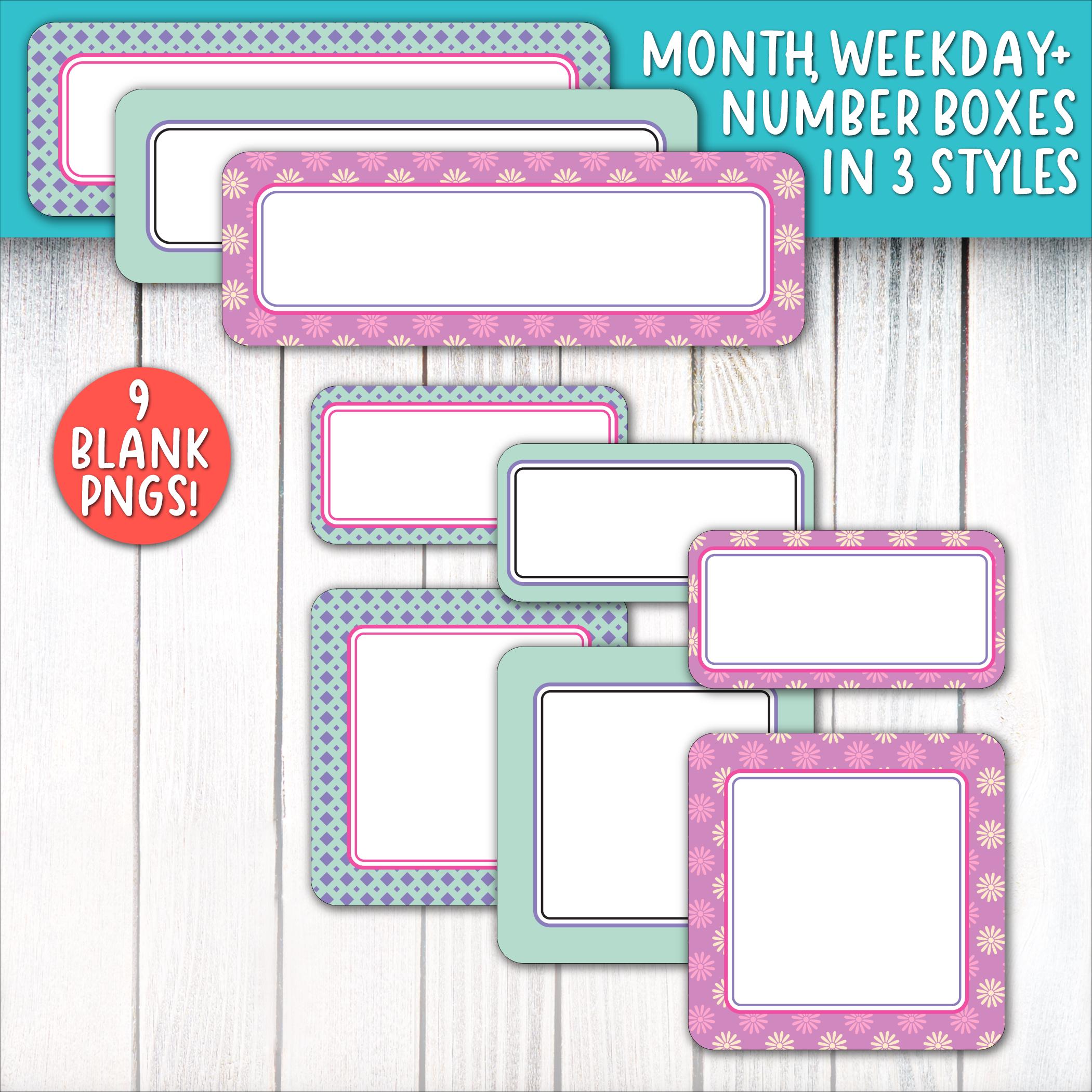Wall Calendar - Standard - for Teachers | Flowers, Diamonds, Checkered ...