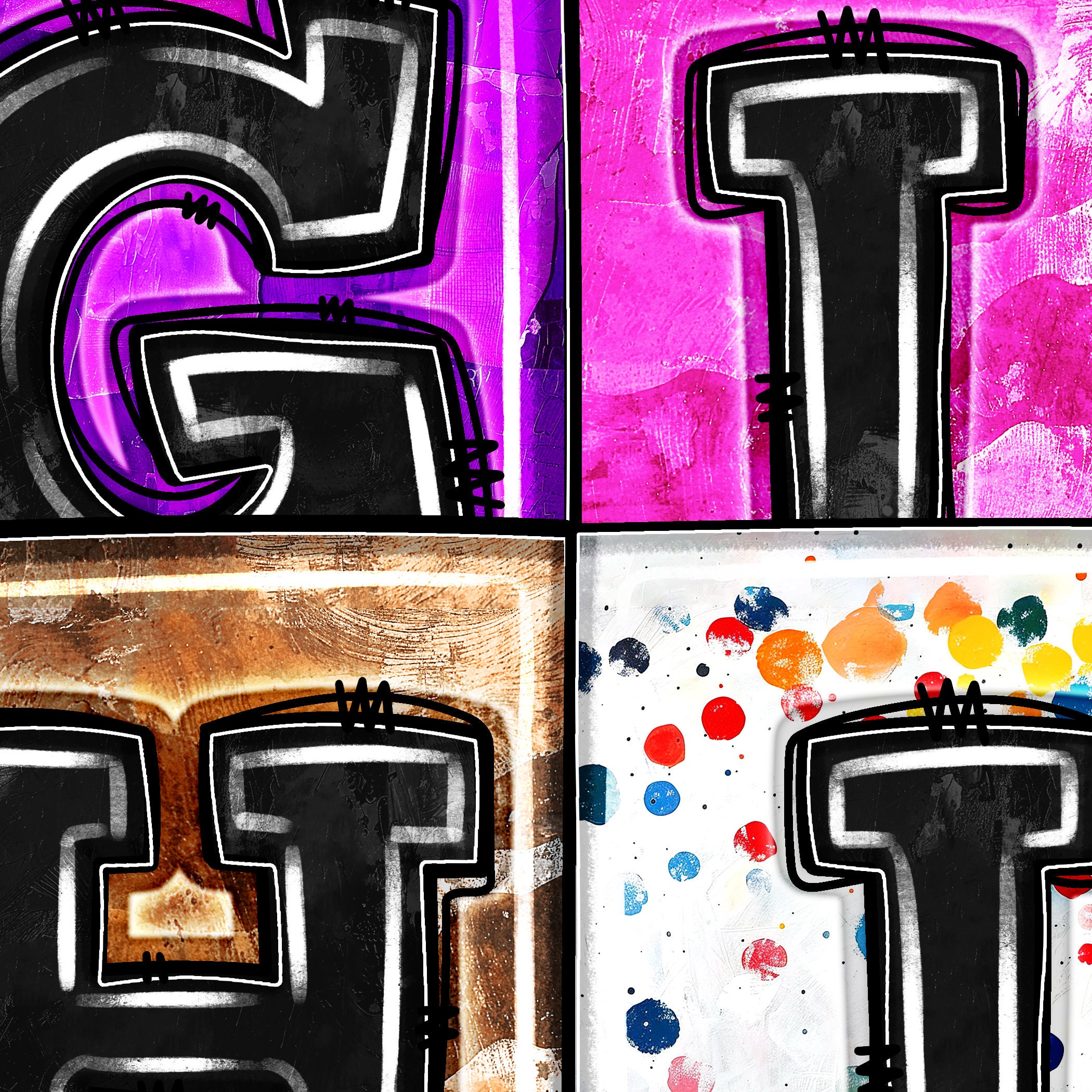 10 Color Basics Boxy Doodle Alphabet PNG, Digital Download, Casual Hand ...