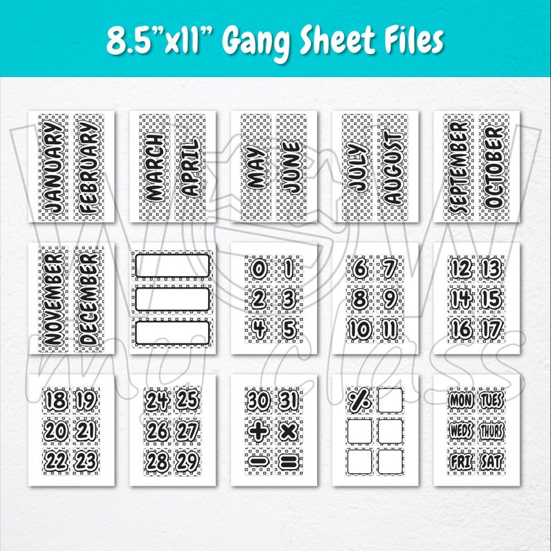 Wall Calendar - Pocket Chart for Teachers | Black and White, Ink Saver ...