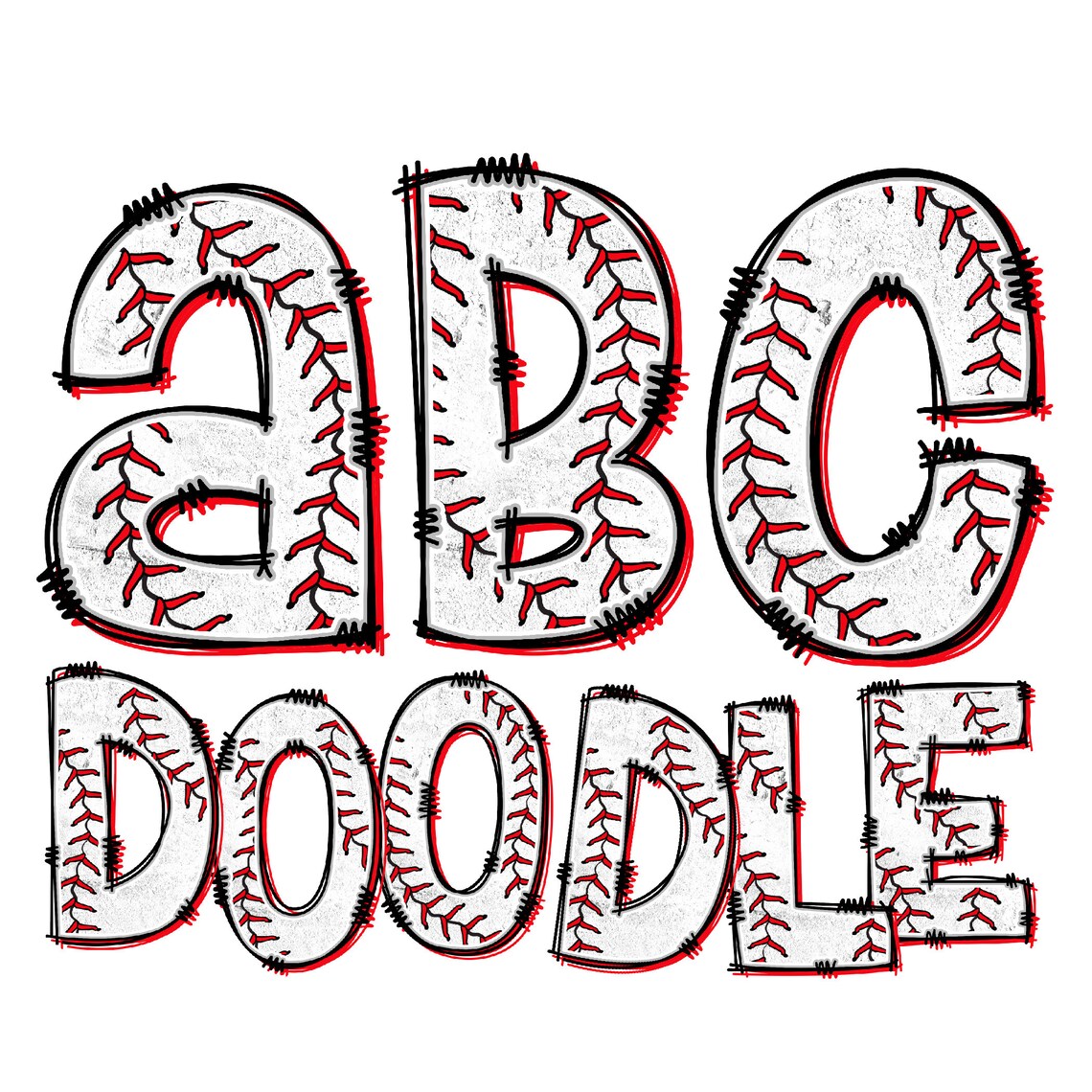 Digital Doodle Baseball Letters PNG Baseball Stitching - Etsy