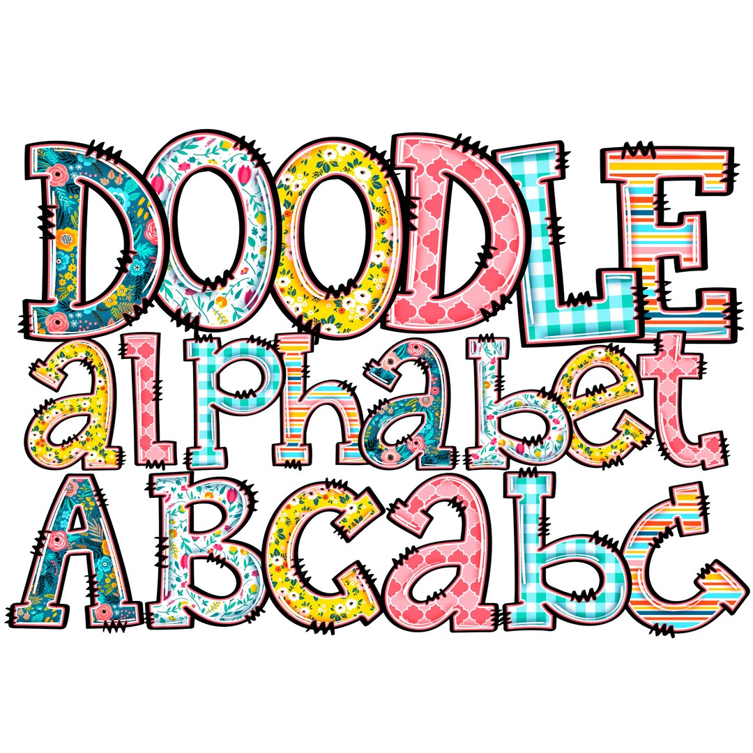 Easter Spring Alphabet Bundle, PNG Doodle 4.0 Letter Sets With Floral ...