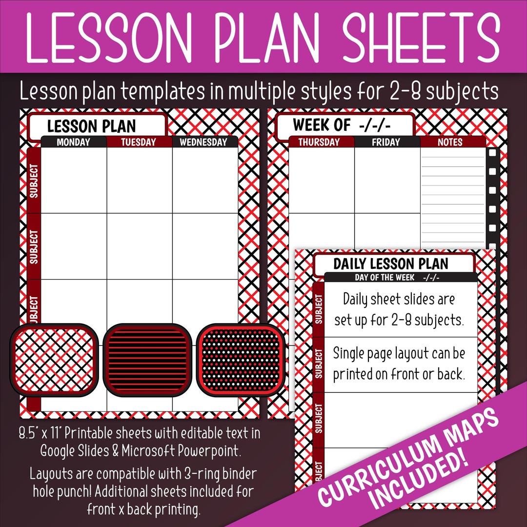 Lesson Plan Sheets & Curriculum Maps (editable) | Stripes, Polka Dots ...