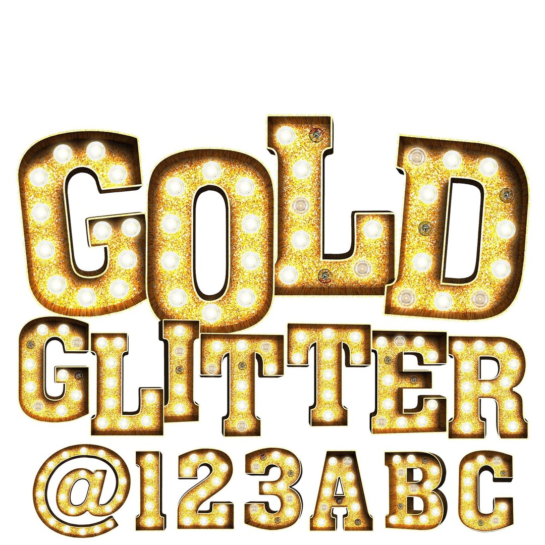 Digital Download | Gold Glitter Letters & Numbers | PNG Image Graphic ...