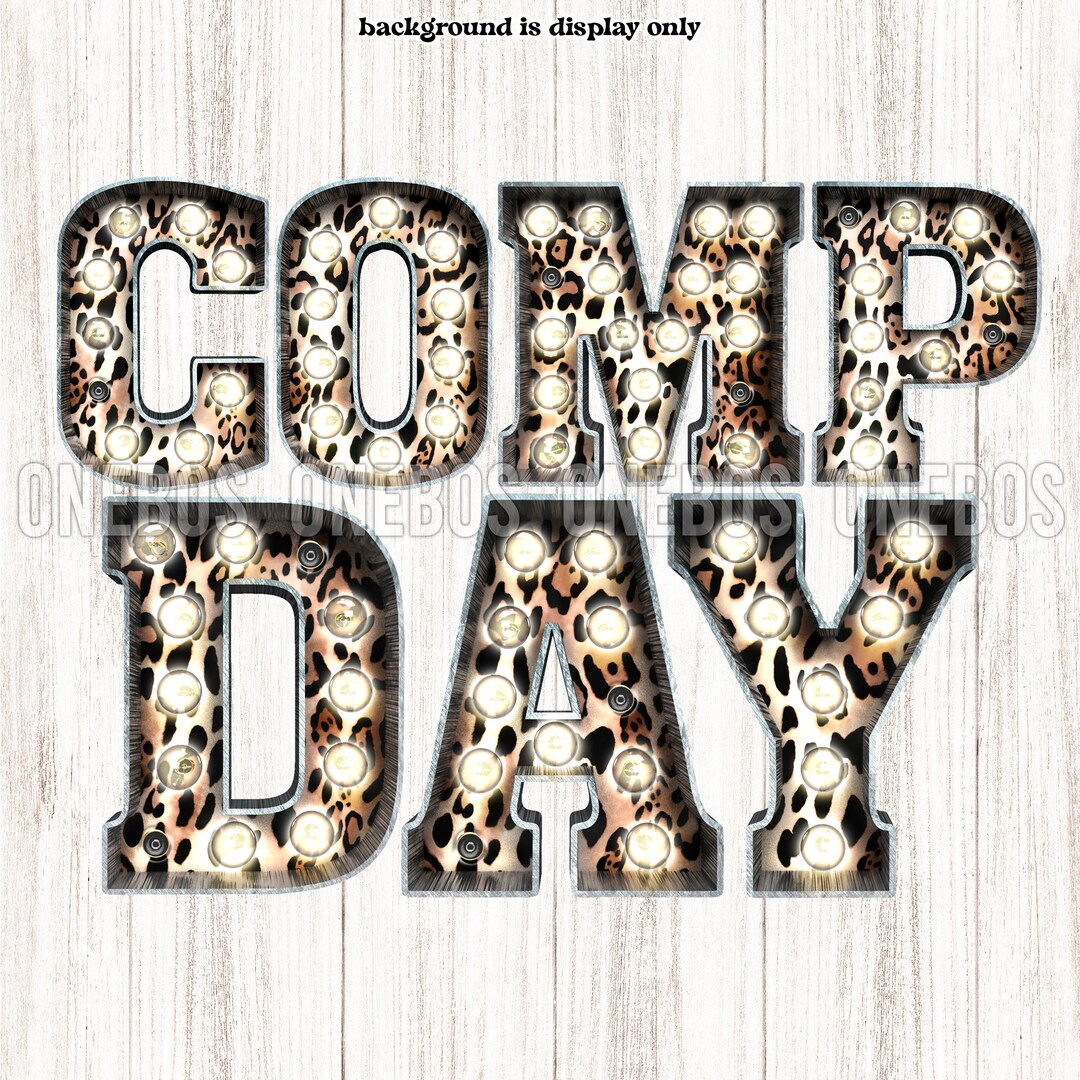 COMP DAY PNG, Leopard Print Marquee Letters, Retro Vintage, Rustic ...