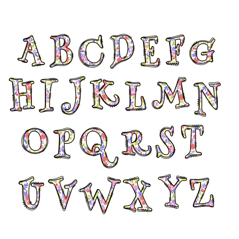 Ella Spring Floral Alphabet Clipart Alpha Letters Numbers - Etsy