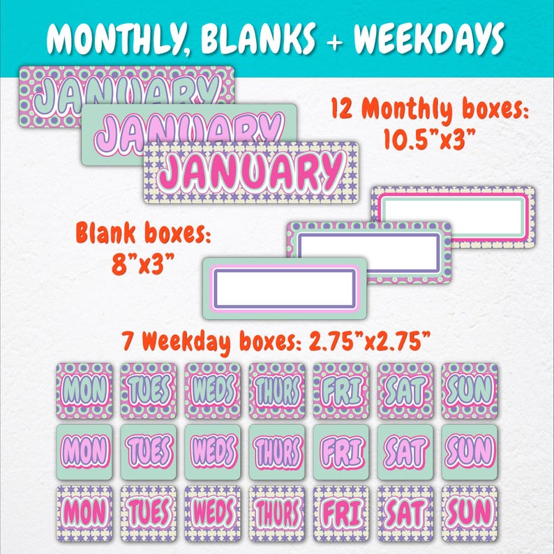 Wall Calendar - Pocket Chart for Teachers | Circles, Dots, Stars ...