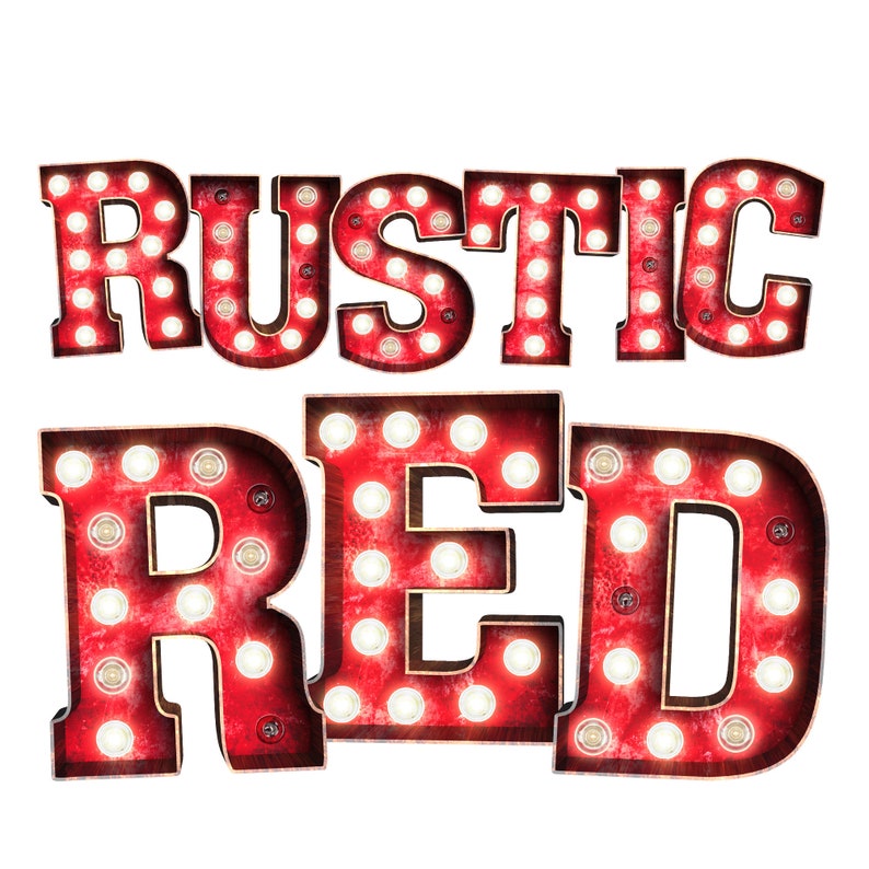 Digital Download Red Rustic Marquee Letters & Numbers PNG | Etsy