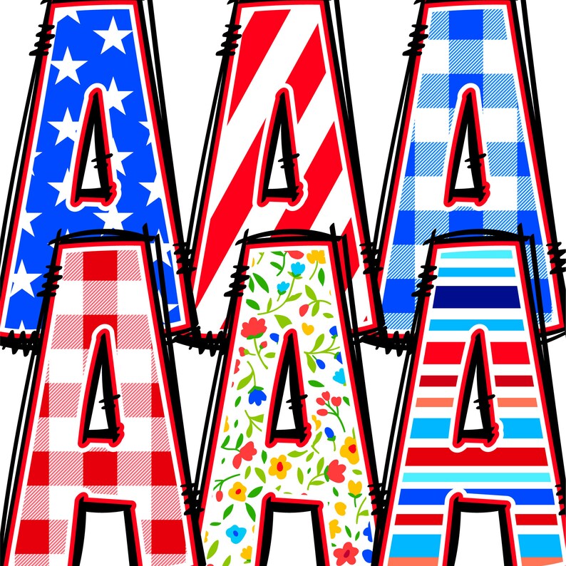 Patriotic Stars N Stripes Pack VS3 Pattern Alphabet Multi - Etsy