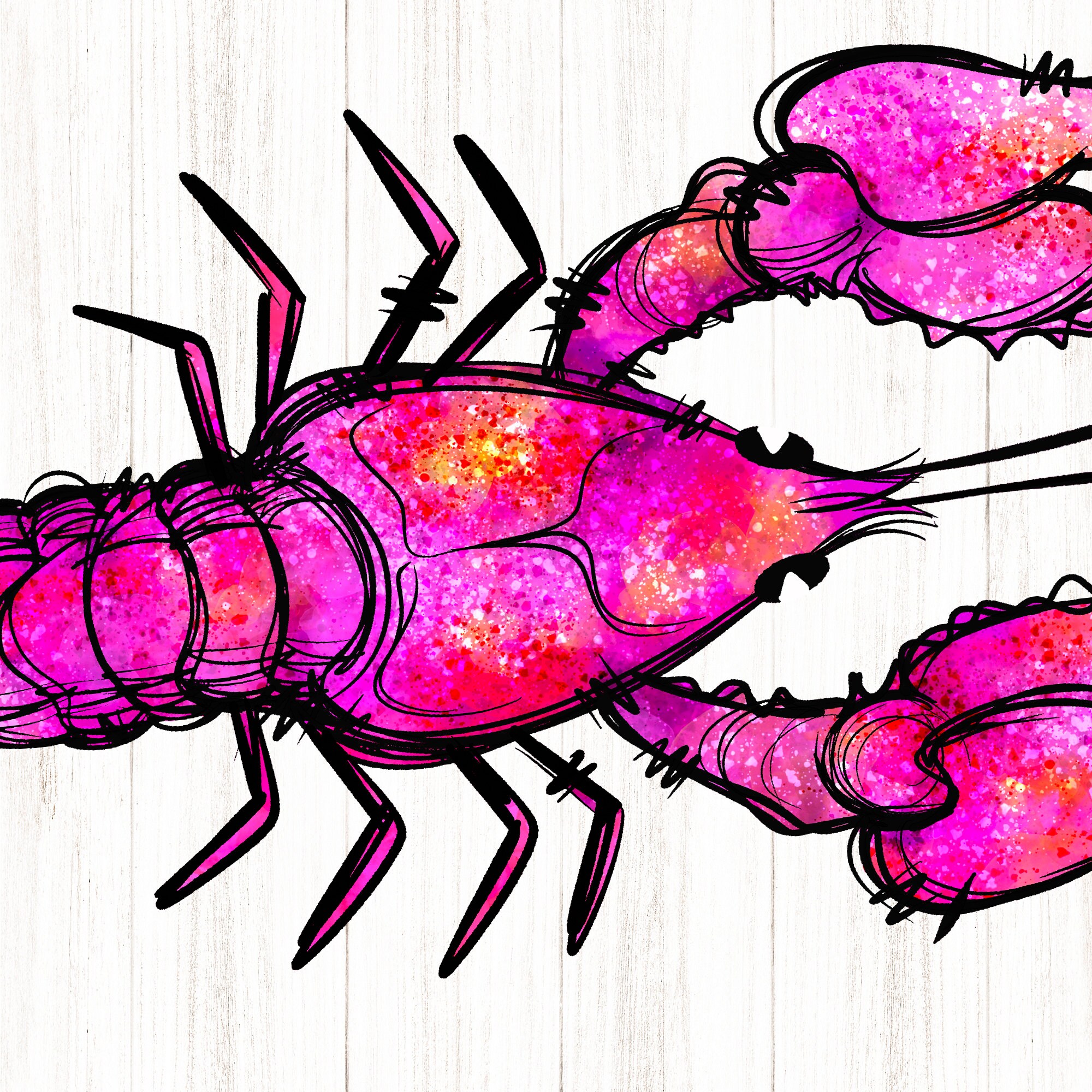 Hand Drawn Crawfish PNG Bundle, Set of 6 Crayfish, Crawdads, Colorful ...
