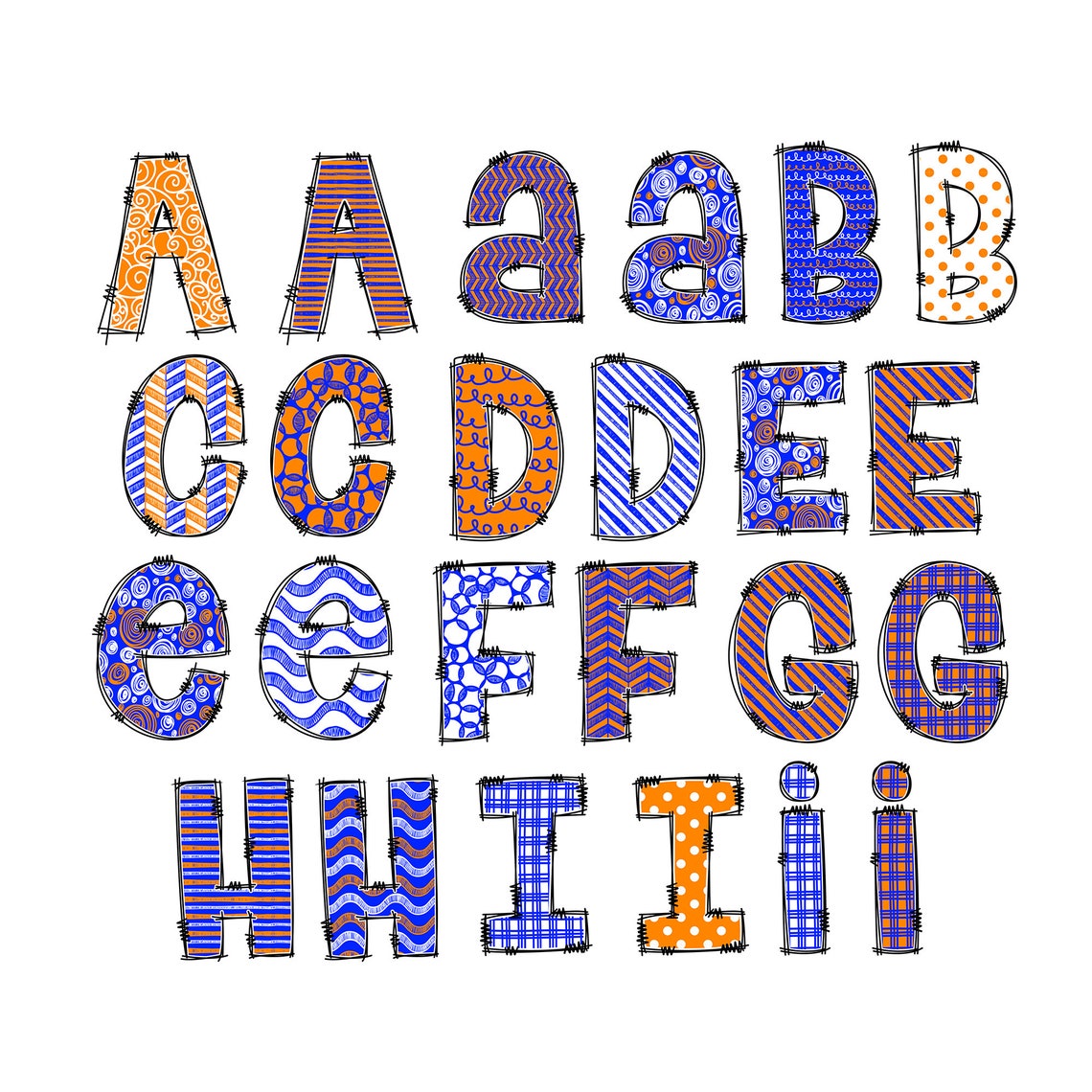 Double Alphabet Bundle | Royal Orange White | 2 Full Alpha & Number ...