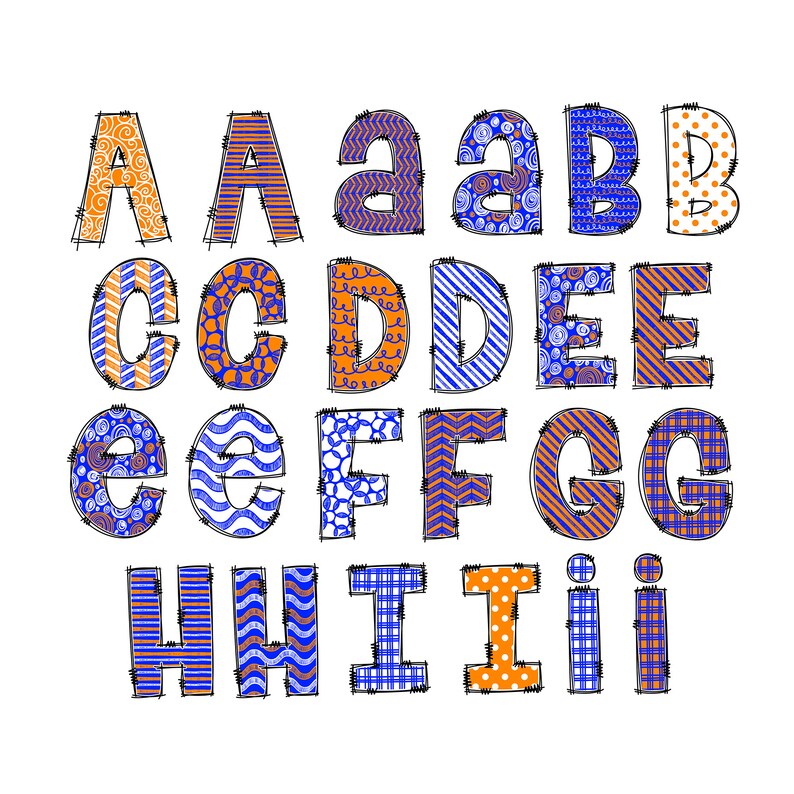 Double Alphabet Bundle Royal Orange White 2 Full Alpha & - Etsy
