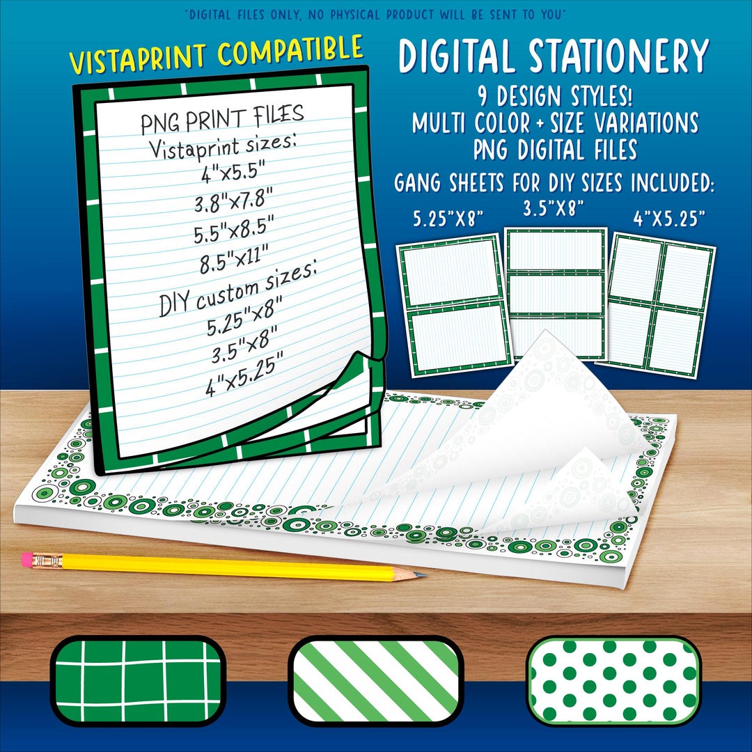 Stationery Pack | Printable & Vistaprint Compatible | Hand Drawn Grid ...