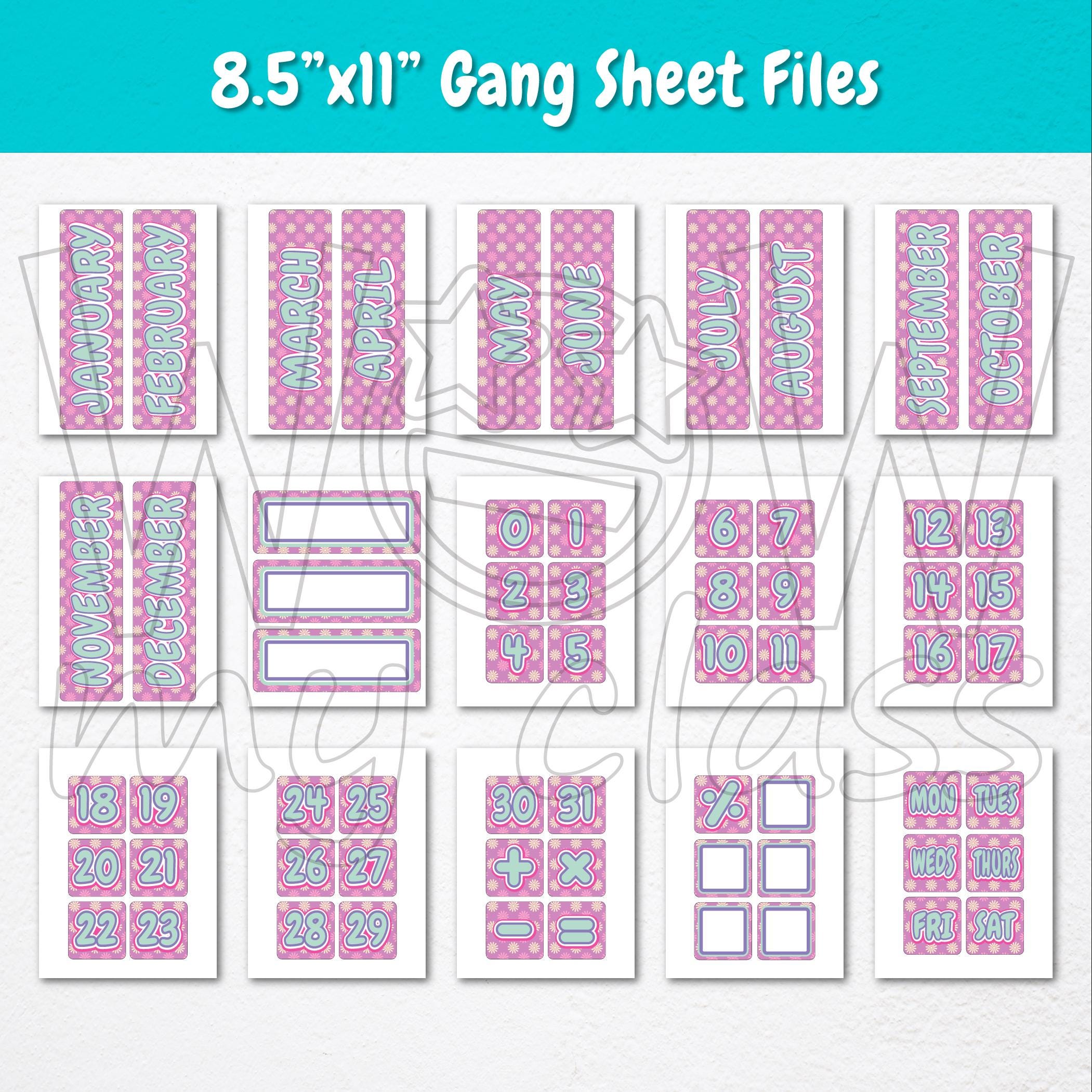 Wall Calendar - Pocket Chart for Teachers | Flowers, Diamonds ...