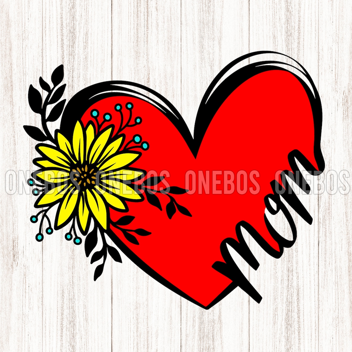 Mom Flower Heart Doodle SVG Eps Pdf Png Ai Dxf Design Files - Etsy