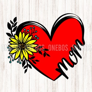 Mom Flower Heart Doodle, SVG Eps Pdf Png Ai Dxf Design Files, Mother's ...