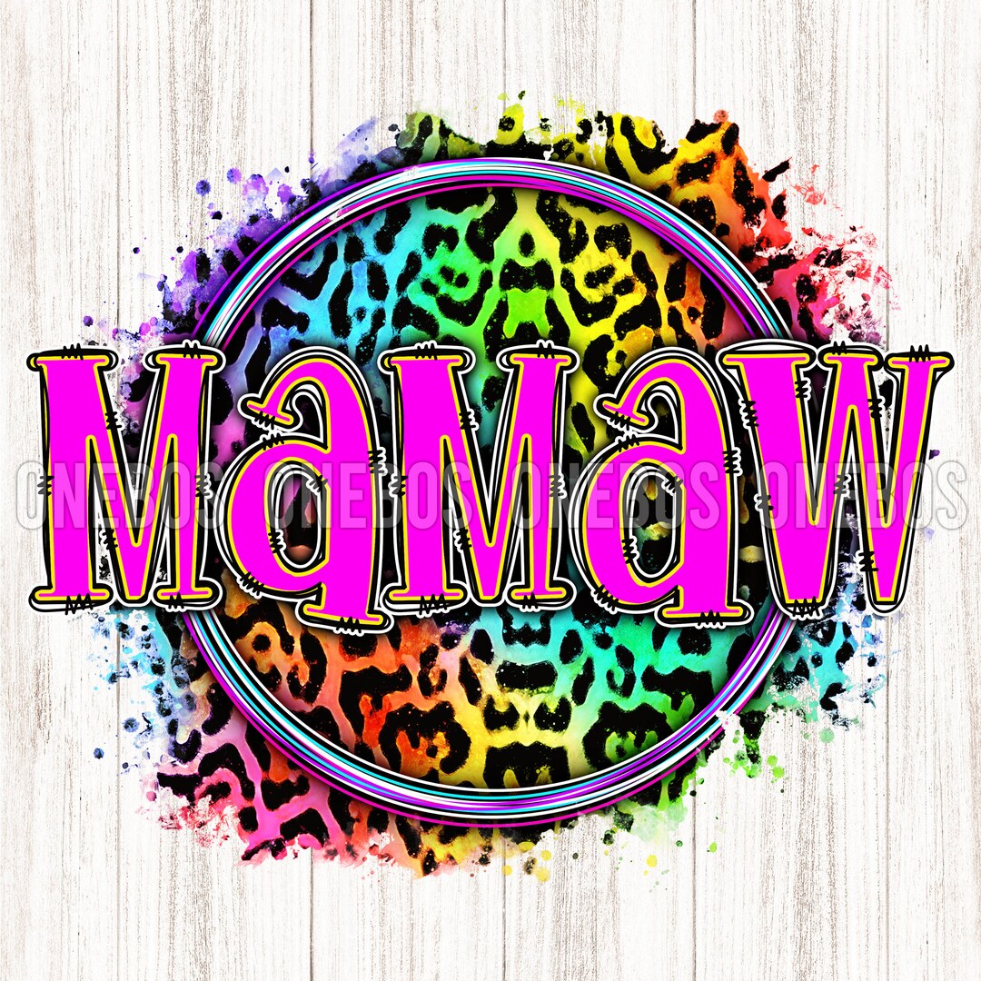 Leopard Mamaw PNG Design, Circle Patch Rainbow Leopard, Doodle Letters ...