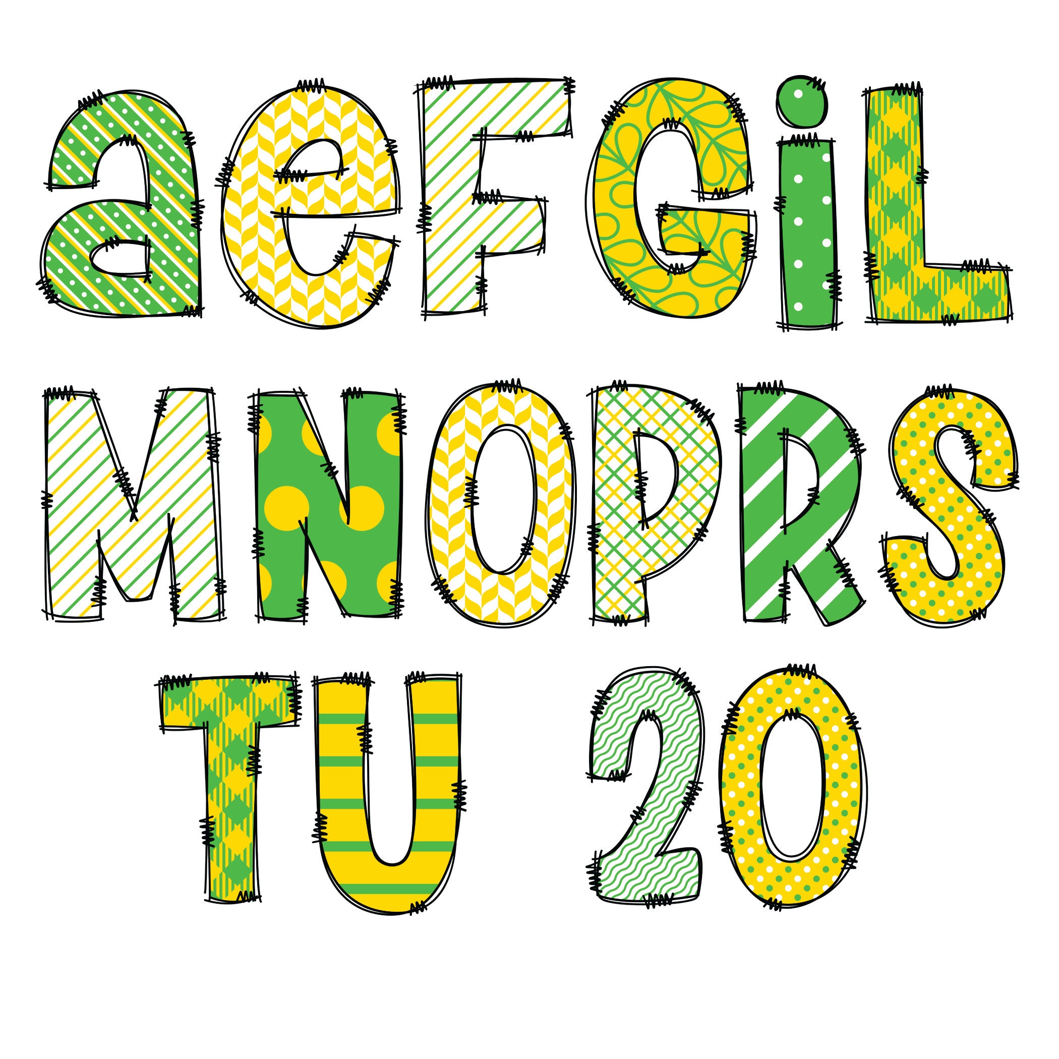 Digital Download | Doodle Green Yellow 1 Pattern Fill | PNG Clipart ...