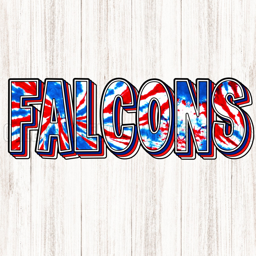 Falcons Mascot Digital Download PNG, Tie-dye Red White & Blue, School ...
