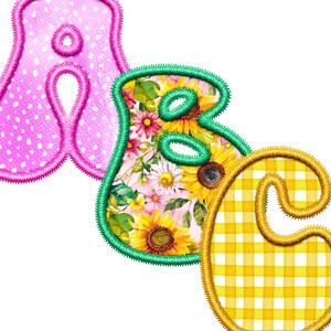 Summer Retro PNG Alphabet, Faux Embroidery Stitch Alpha, Pink Yellow ...