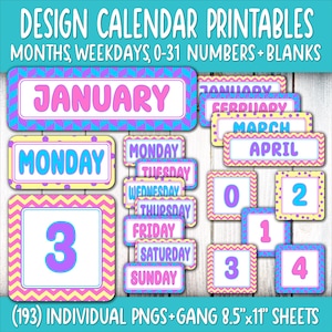 Wall Calendar - Standard - for Teachers | Geometric, Chevron, Polka Dot ...