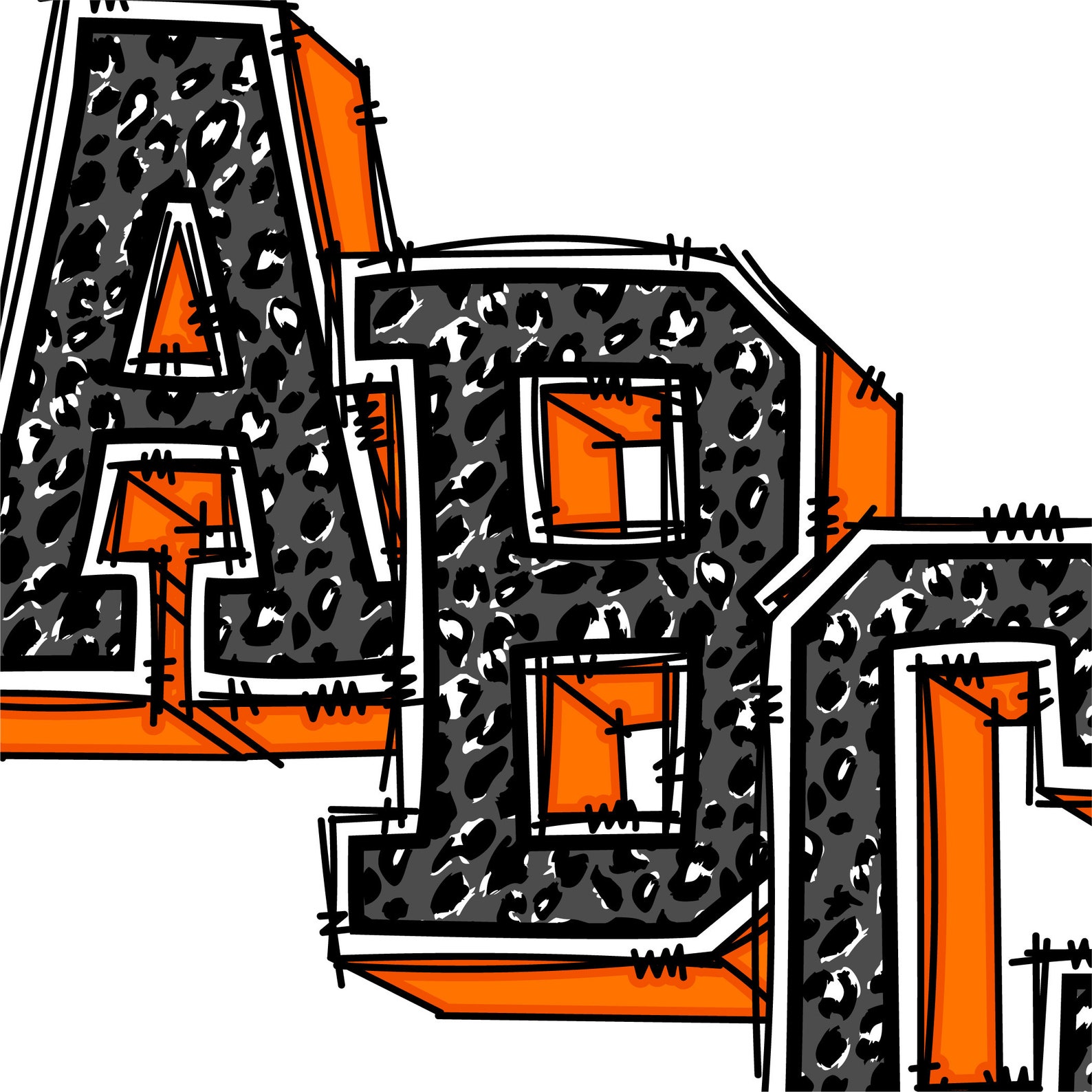 Digital Doodle Alphabet PNG Varsity College Sports Athletic - Etsy
