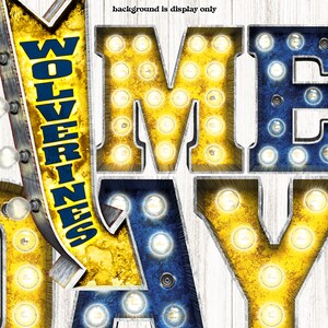 Wolverines PNG, Clipart Marquee Letter Design, Gold & Navy, Retro ...