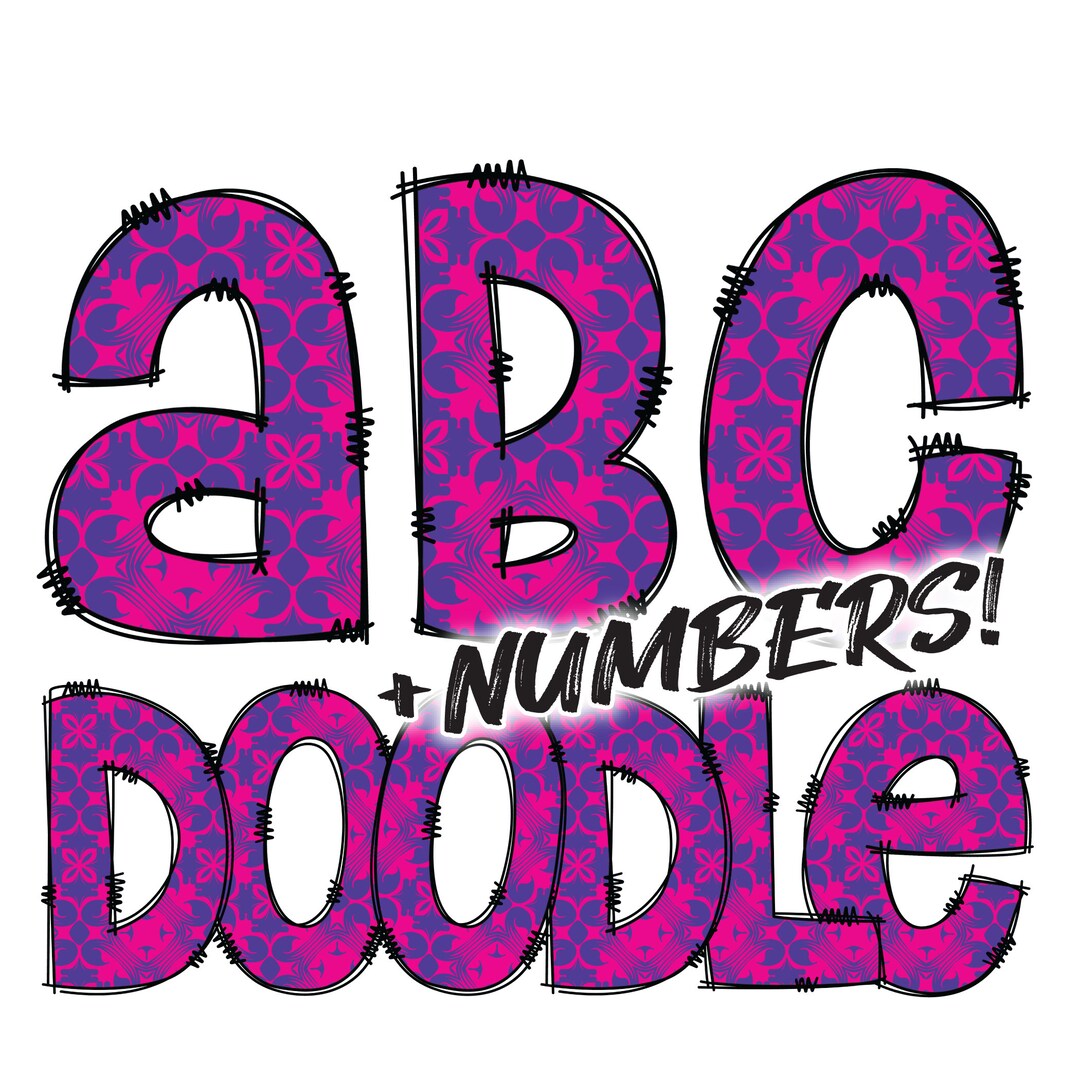 Digital Download | Doodle Letters Purple Pink 1 Pattern Fill | PNG ...