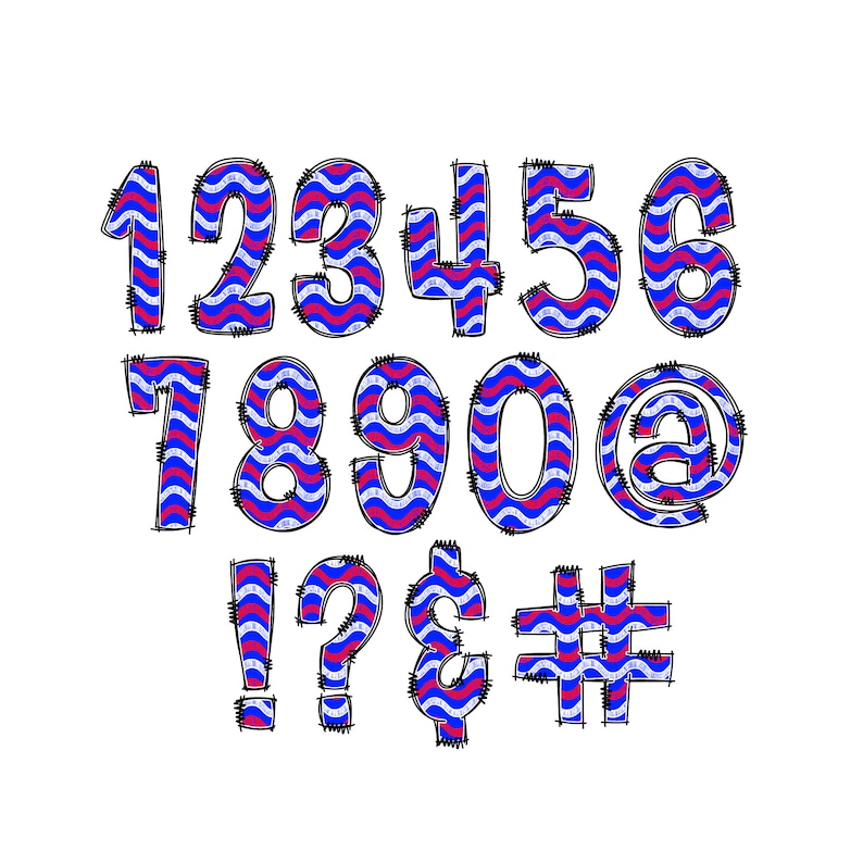 Doodle Alpha Doodle Wavy Red White & Blue PNG Clipart - Etsy
