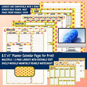 Calendar Pack - Editable Daily | Weekly | Monthly | Yearly | Polka Dots ...