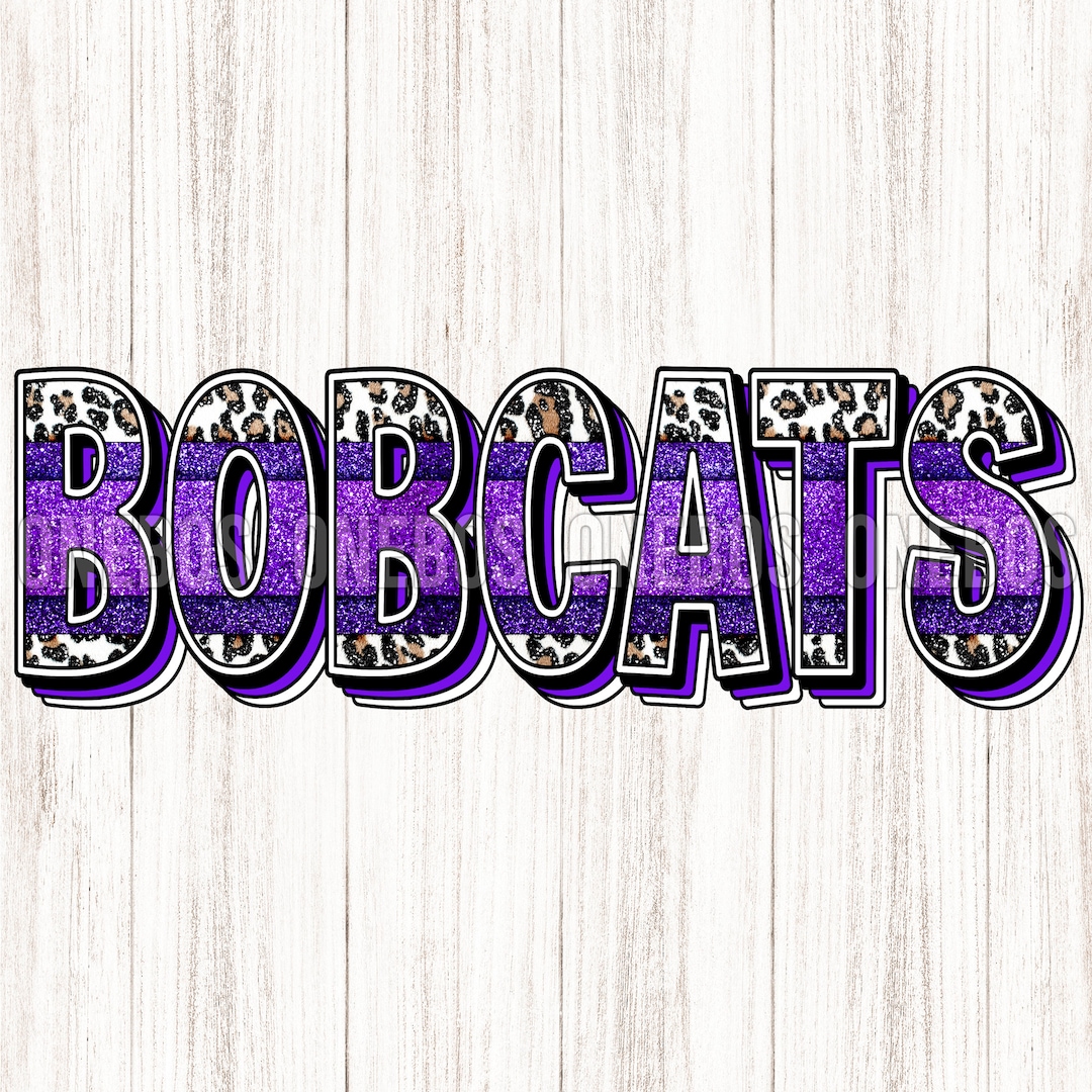 Bobcats Mascot Digital Download PNG, Glitter, Purple Black, Leopard ...