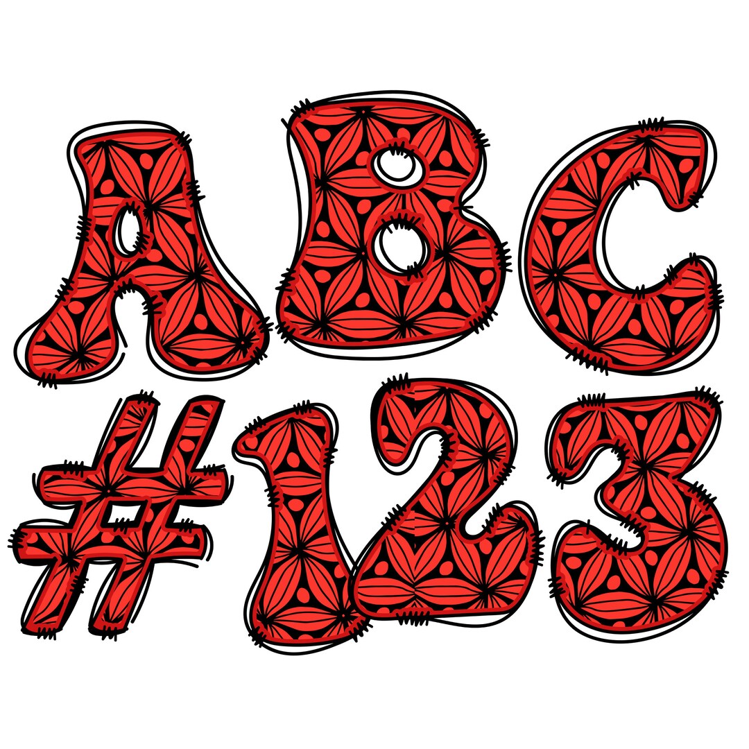 Digital Download | Doodle Retro AG - Red Flower Vintage | Hand Drawn ...